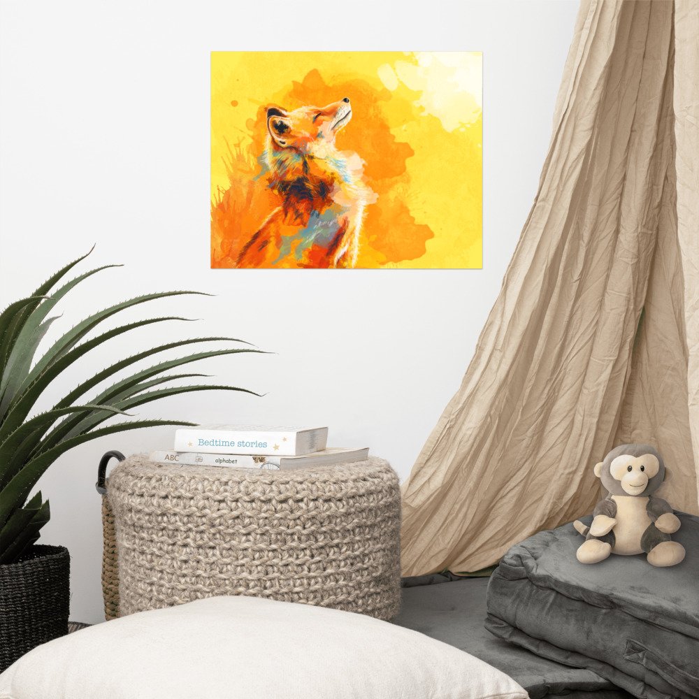 "Blissful Light" Fox Painting Art Print Wall Art - Flo Art Studio